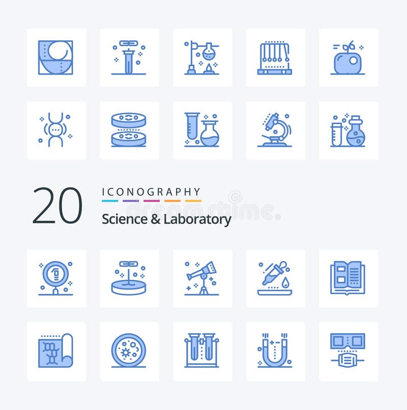 20 Science Blue Color Icon Pack Like Book Pipette Science Dropper ...