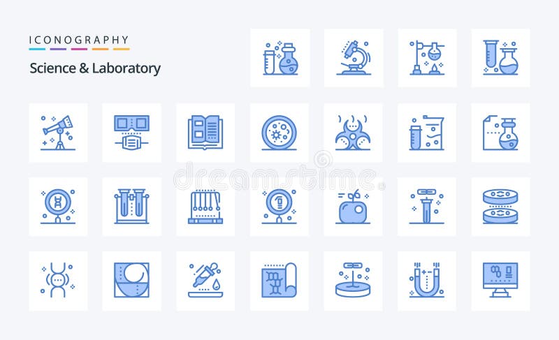 25 Science Blue icon pack stock vector. Illustration of reading - 264508692