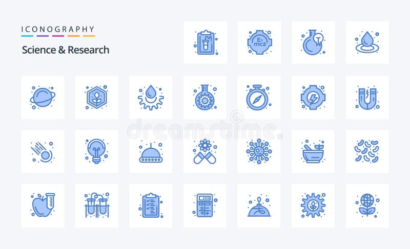 25 Science Blue icon pack stock vector. Illustration of water - 264529862