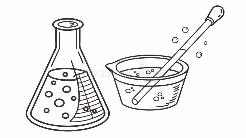 Science Bowl Mixture Vector Illustration Lab Preparation Art, Vector ...