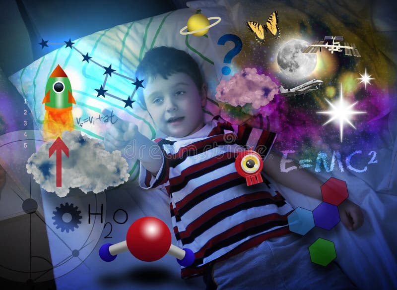Science Boy Exploring and Learning Space Stock Image - Image of ...
