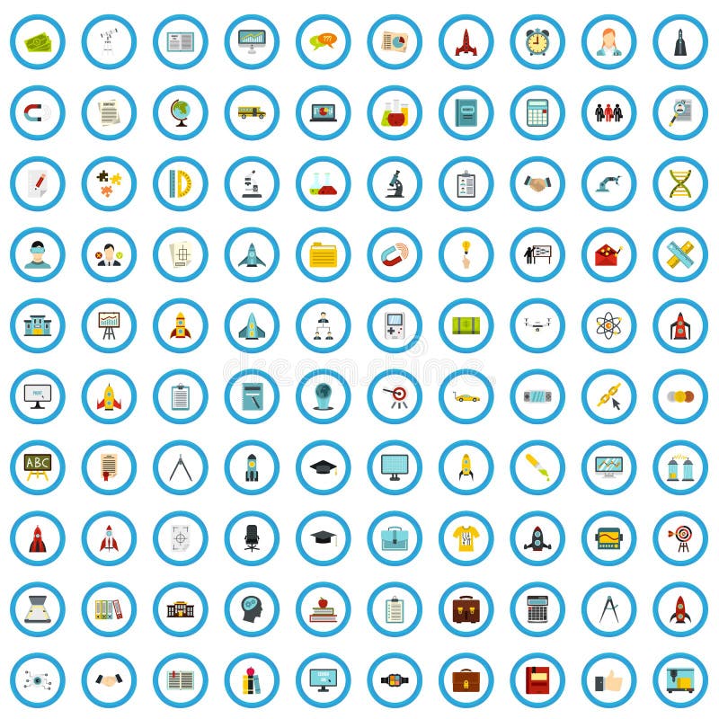 100 Science Brainstorm Icons Set, Flat Style Stock Vector ... 100 Science Brainstorm Icons Set, Flat Style Stock Vector ...