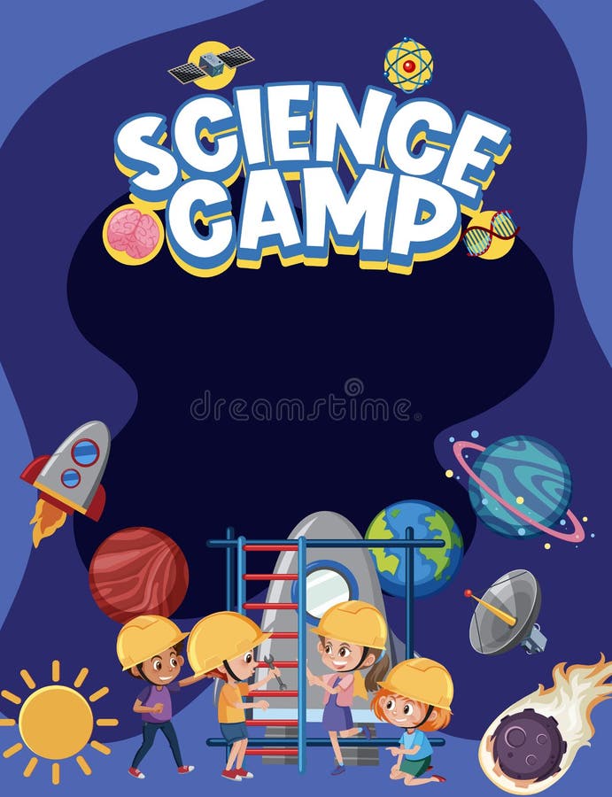 Science Camp Logo and Set of Children with Education Objects Isolated ...