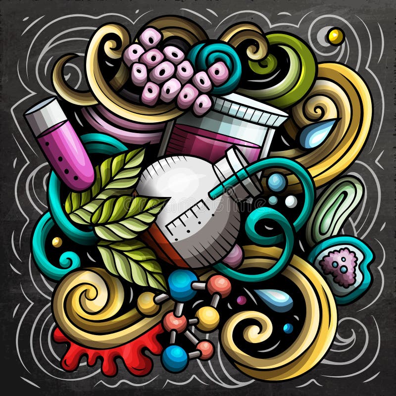 Science Cartoon Vector Doodle Design Stock Vector - Illustration of ...