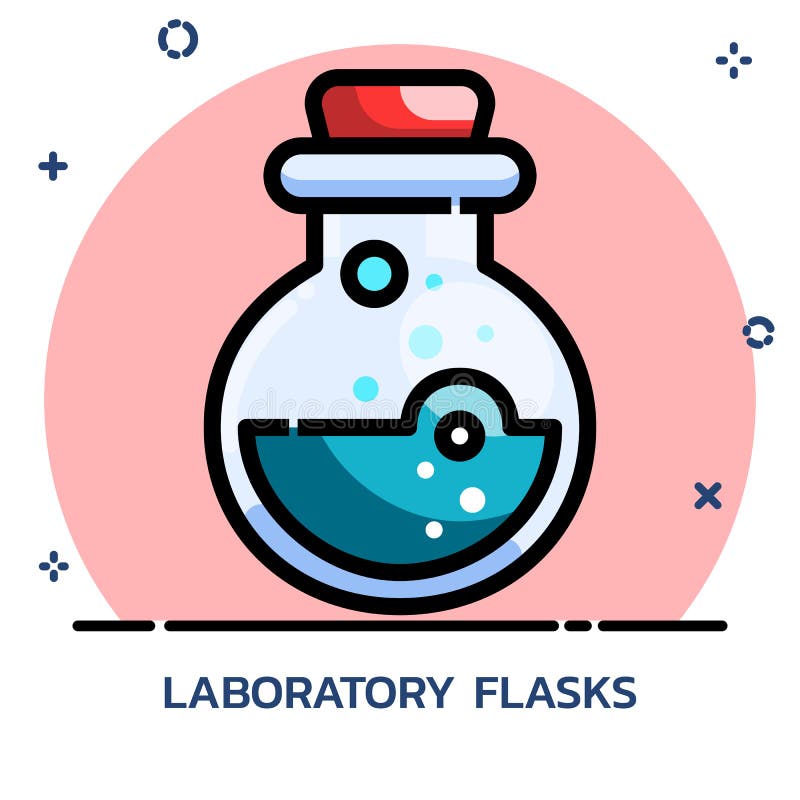 Science Chemical Flasks Filled Outline Style Stock Vector ...