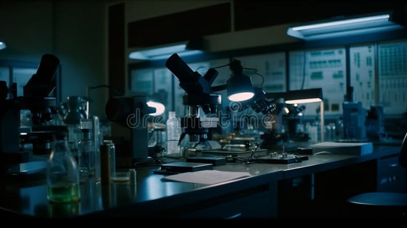 Science Chemical Medical Research Lab with Microscope Stock ...