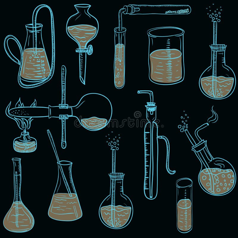 Science Chemistry Laboratory Vector Background Sketchy Style Stock ...