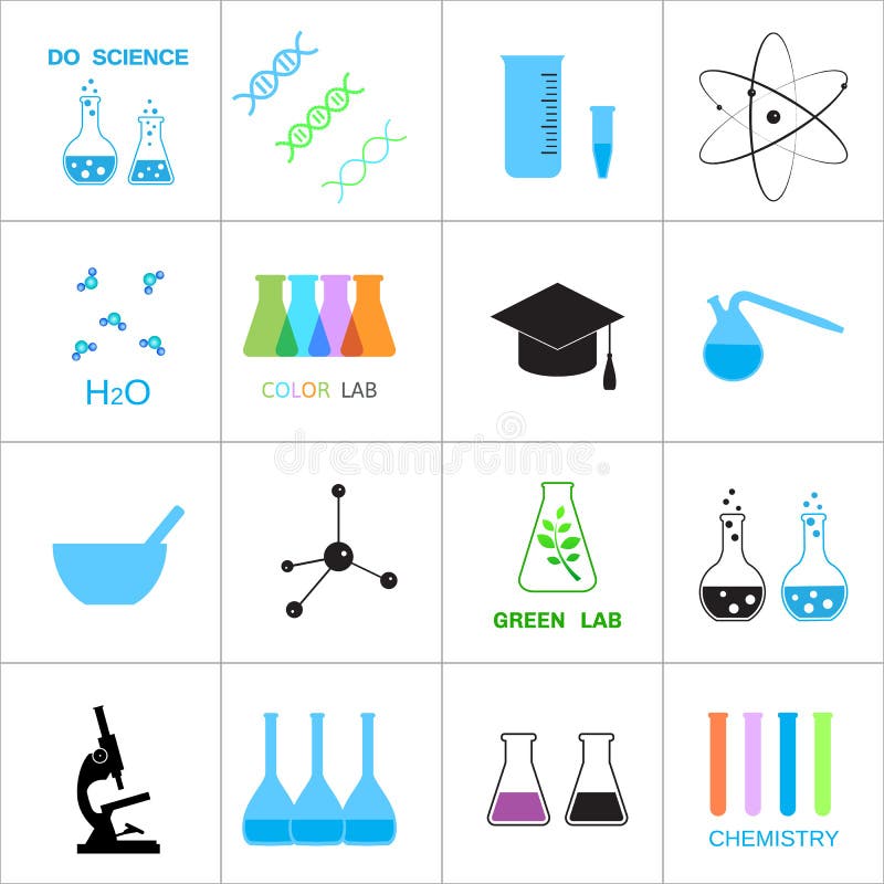 Science and Chemistry Related Icons Stock Vector - Illustration of ...