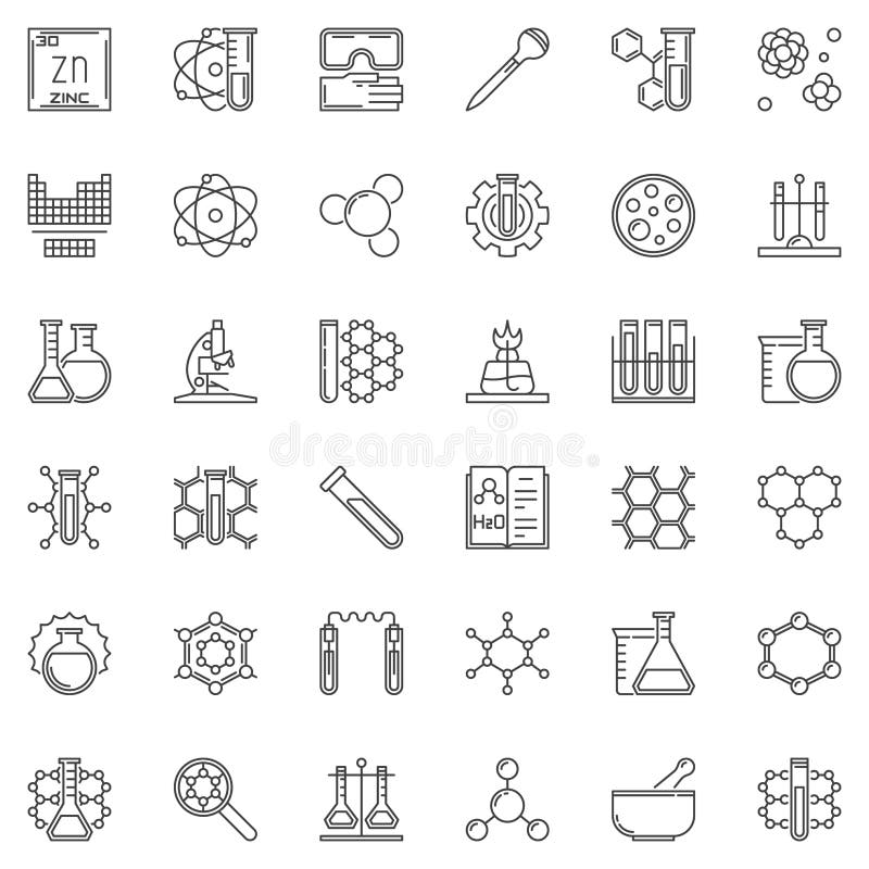 Science and Chemistry Vector Concept Outline Icons Stock Vector ...
