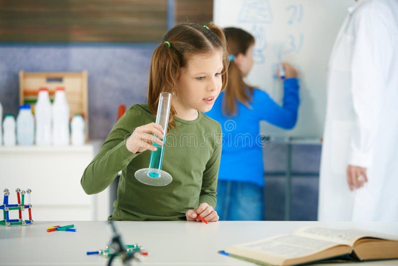 Science Class at Primary School Stock Photo - Image of girl, female ...