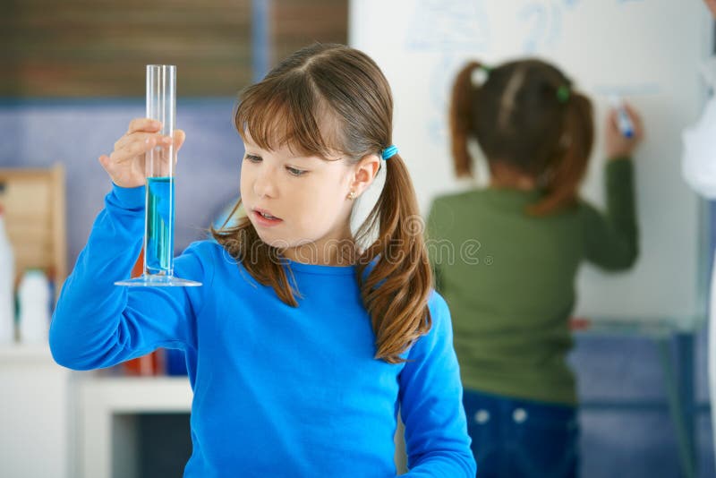 Science Class at Primary School Stock Image - Image of girls, classmate ...