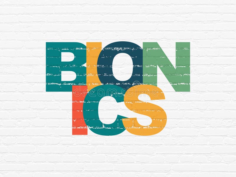 Science Concept: Bionics on Wall Background Stock Illustration ...