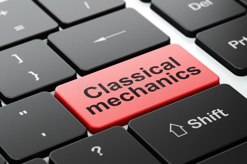 Science Concept: Classical Mechanics on Computer Keyboard Background ...
