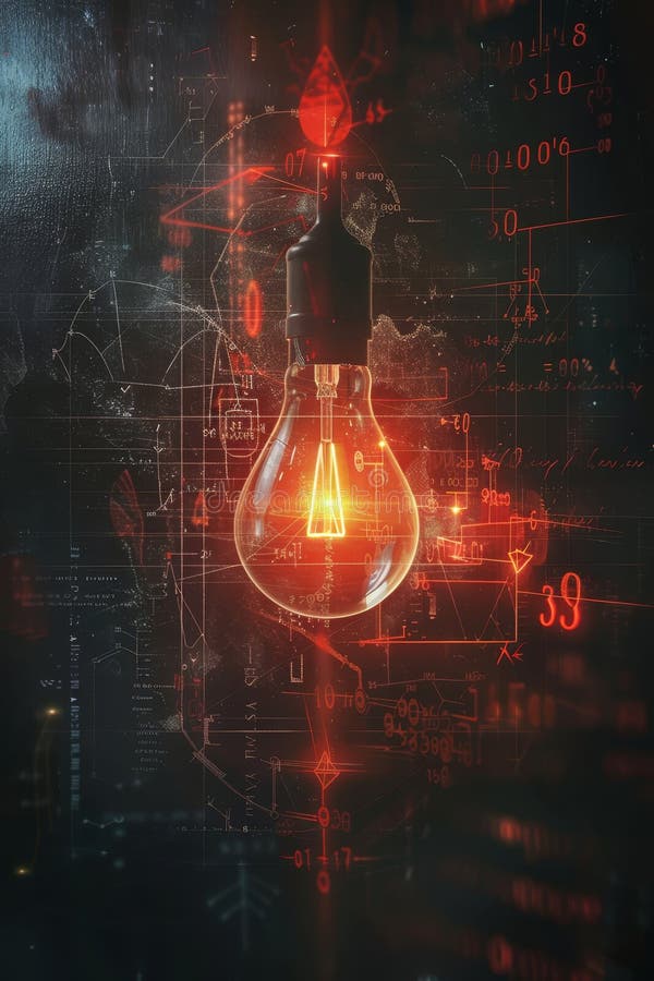 Science Concept Glowing Lamp with Formulas, Symbolizing Scientific ...