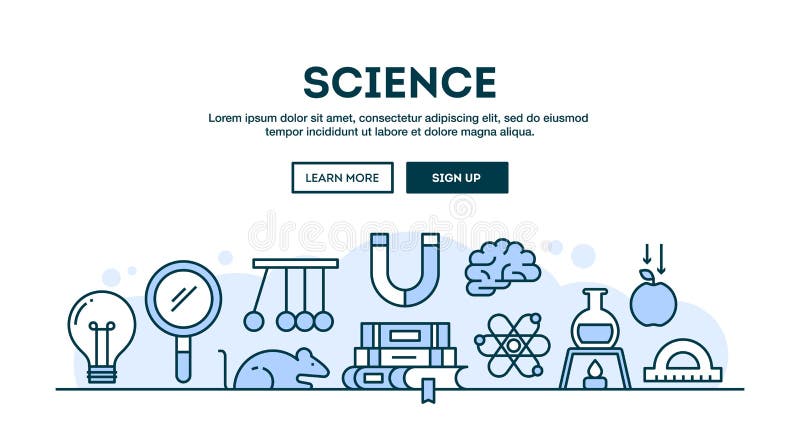 Science, Concept Header, Flat Design Thin Line Style Stock Illustration ...