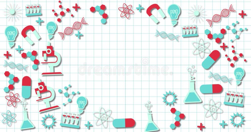 Science Concept Icons Against Square Lined Paper Stock Illustration ...