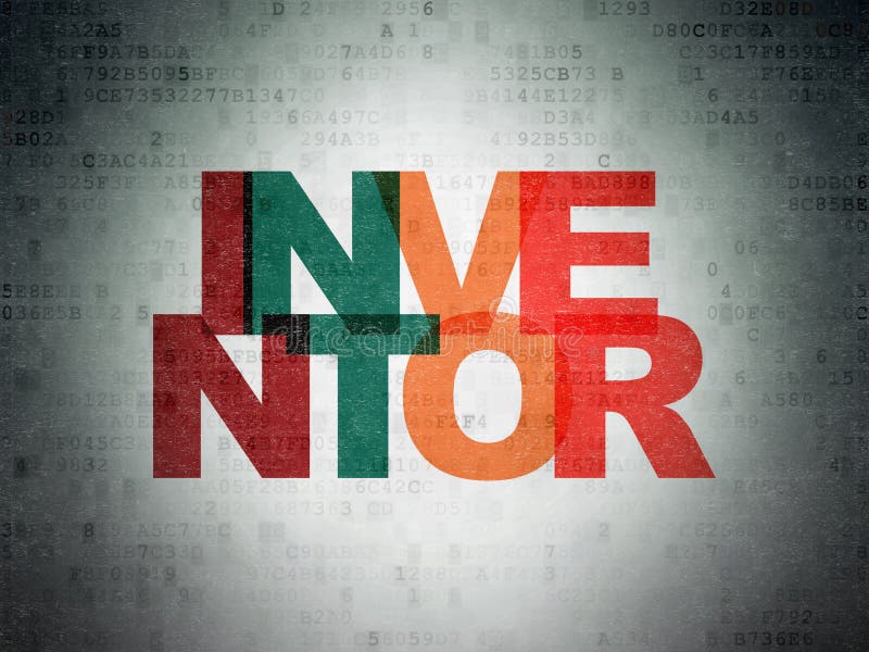 Science Concept: Inventor on Digital Data Paper Background Stock ...