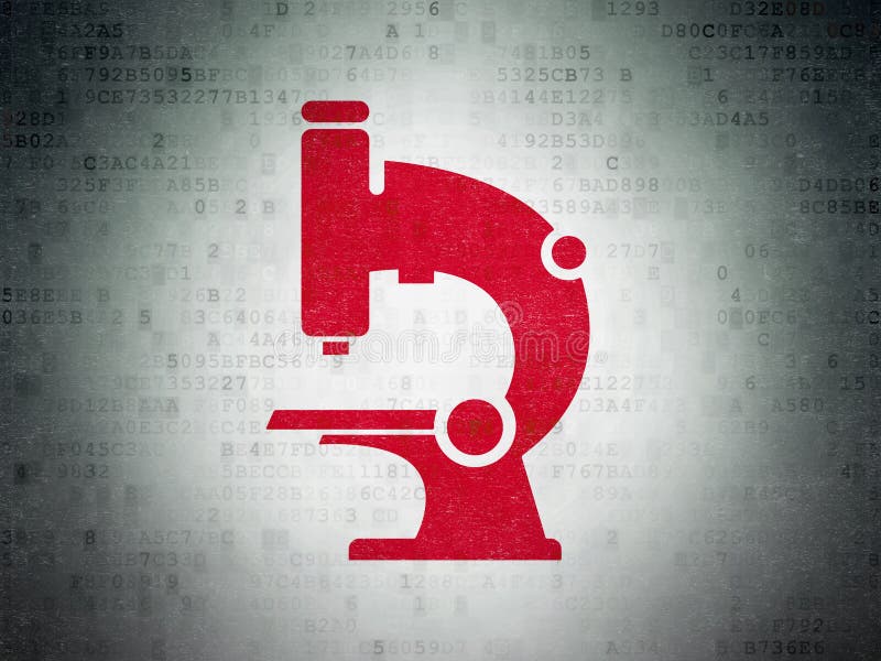 Science Concept: Microscope on Digital Data Paper Background Stock ...