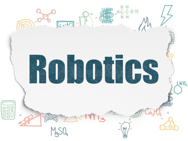 Science Concept: Robotics on Torn Paper Background Stock Illustration ...