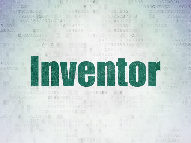 Science Concept: Inventor on Digital Data Paper Background Stock ...