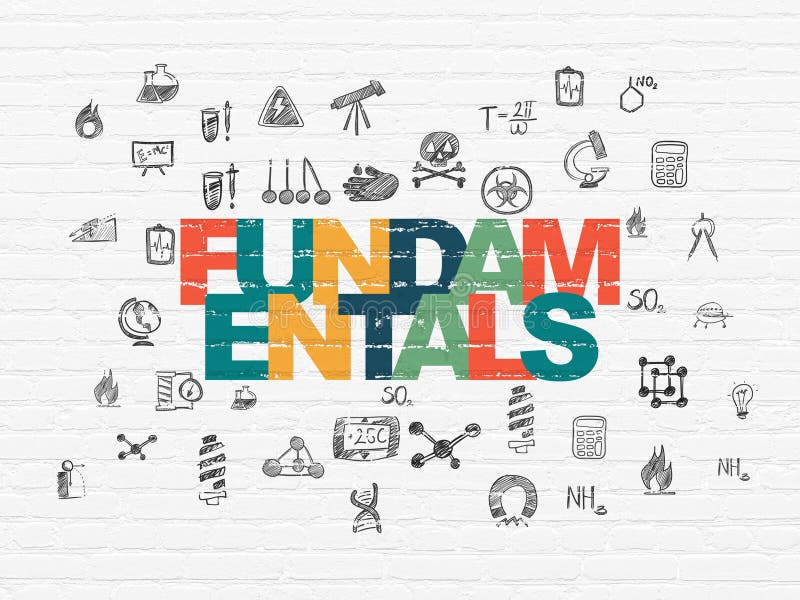 Science Concept: Fundamentals on Wall Background Stock Illustration ...