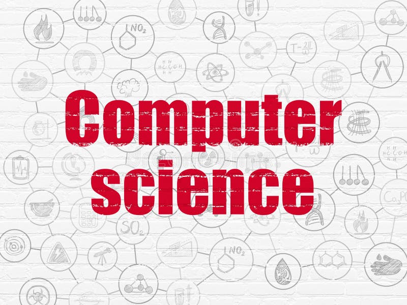 Science Concept: Computer Science on Wall Background Stock Illustration ...