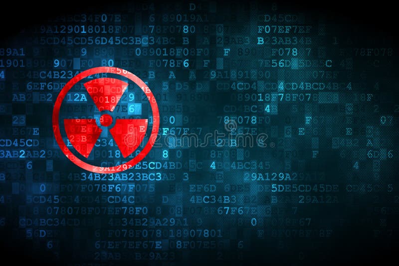 Pixelated Radiation Sign. Black Radioactive Hazard Symbol with Yellow ...