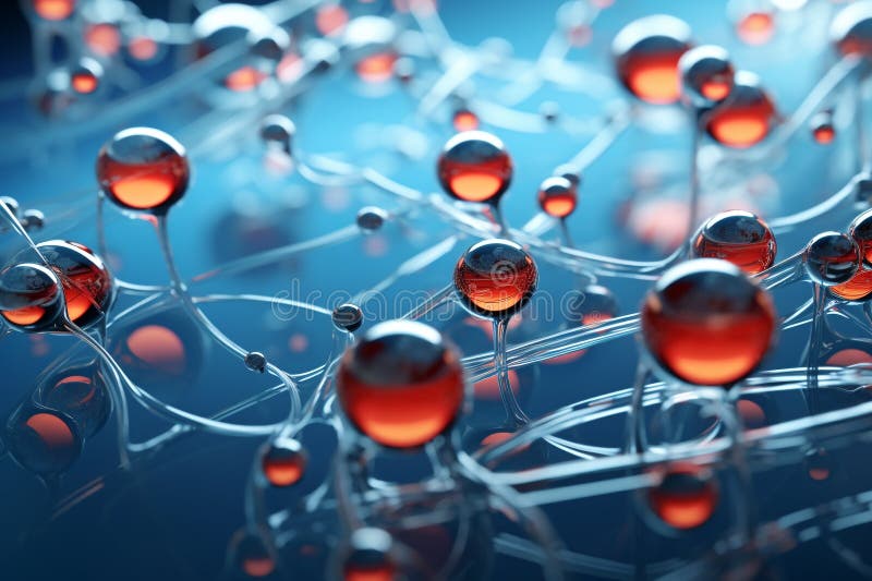 Round Water Molecules Connected with Each Other. Generative AI Stock ...