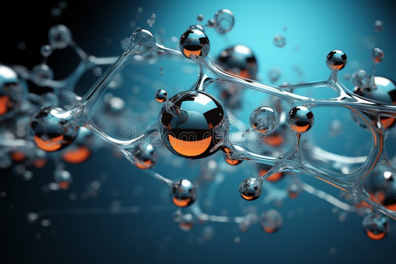 Round Water Molecules Connected with Each Other. Generative AI Stock ...