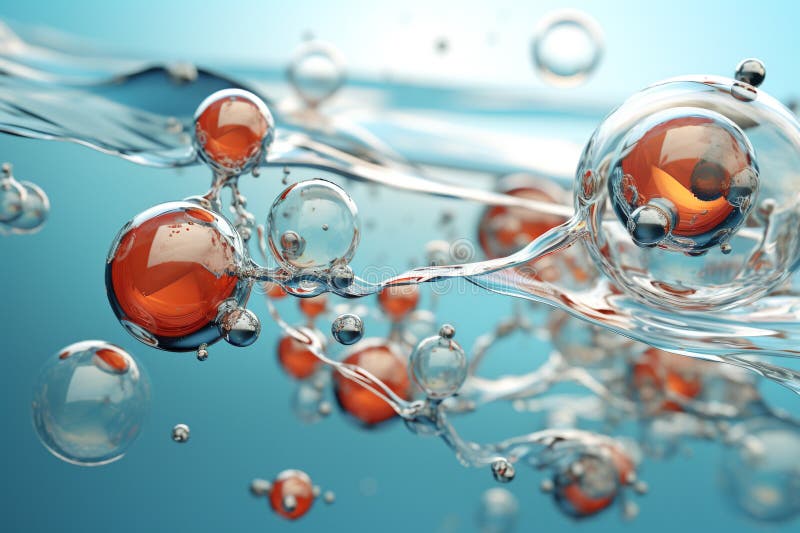 Round Water Molecules Connected with Each Other. Generative AI Stock ...