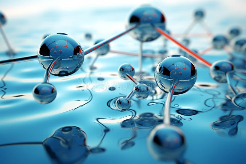Round Water Molecules Connected with Each Other. Generative AI Stock ...
