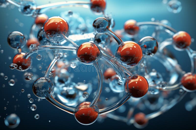 Round Water Molecules Connected with Each Other. Generative AI Stock ...
