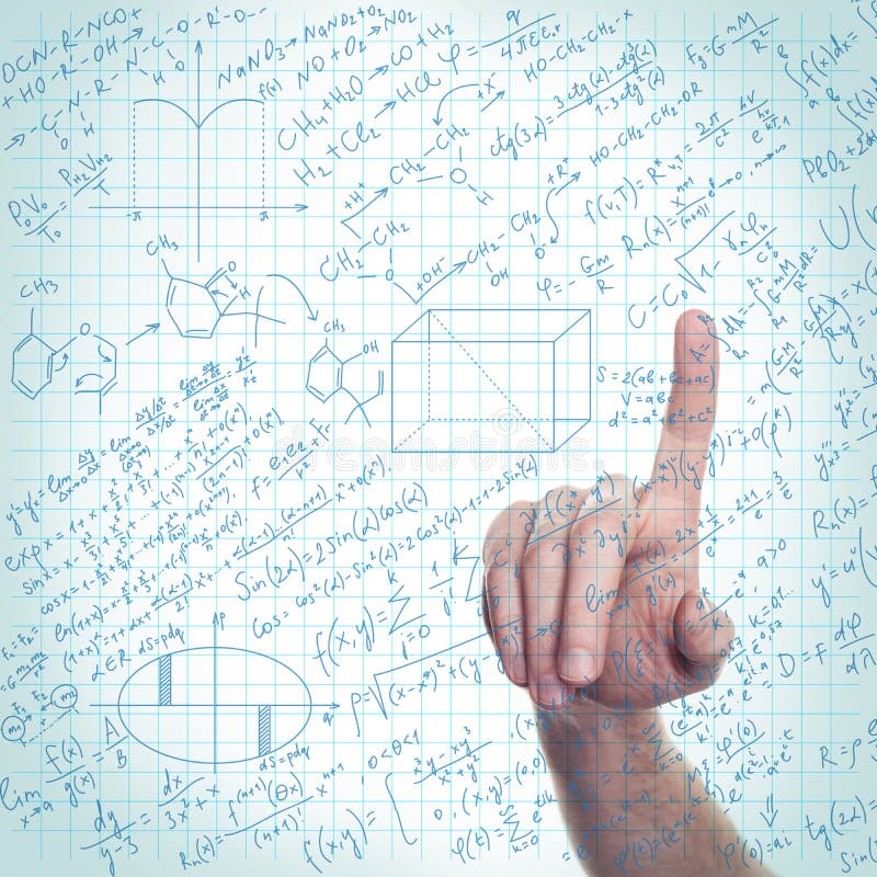 Science Concept. Student Raised Up Hand Pointing Finger in Front of ...