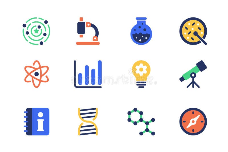Science Concept of Web Icons Set in Simple Flat Design. Stock Vector ...