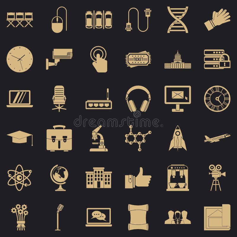 Science Conference Icons Set, Simple Style Stock Vector - Illustration ...