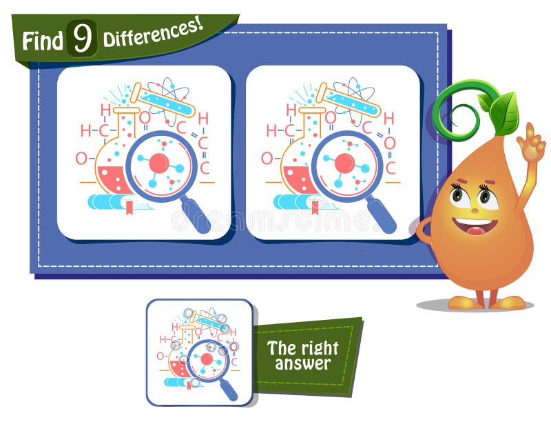 Science Day Game 9 Differences Stock Illustration - Illustration of ...