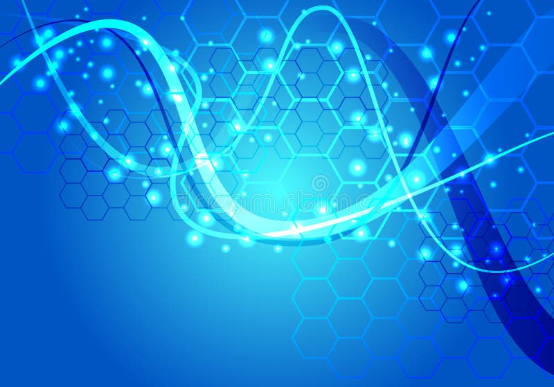 Science DNA Molecule Hexagon Mesh on Blue Background Vector Stock ...