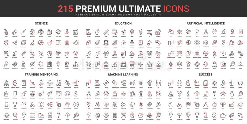 Artificial Intelligence Icons Red Stock Illustrations – 337 Artificial ...