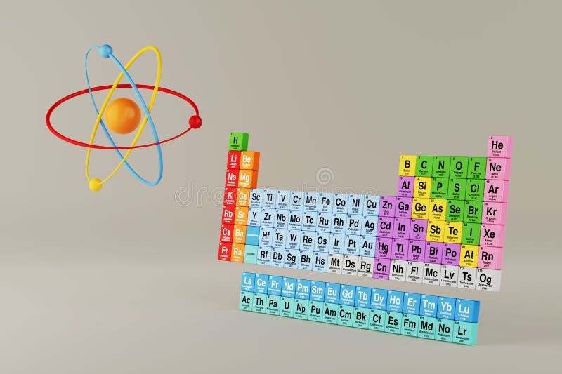 Science and Education Concept. Colorful Periodic Table with 3D Atom ...
