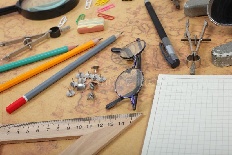 Science and Education. Desktop Scientist Objects Stock Image - Image of ...