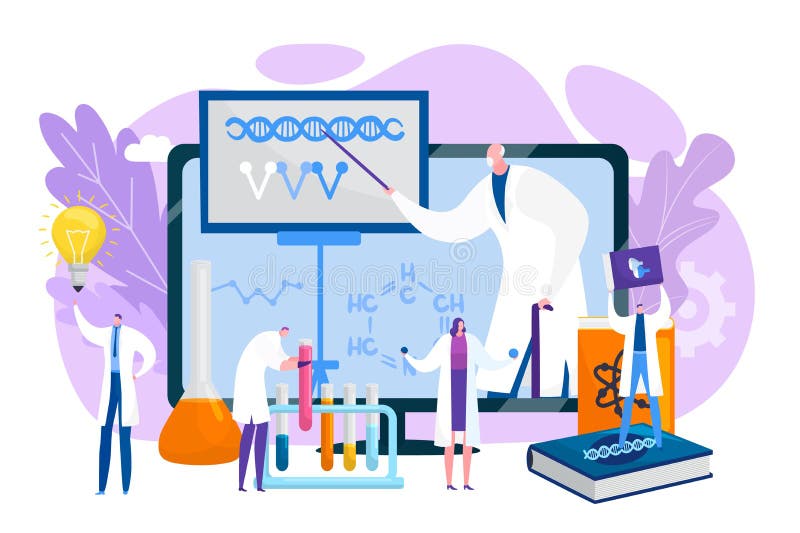 Science Education with Flat Device Technology, Vector Illustration ...
