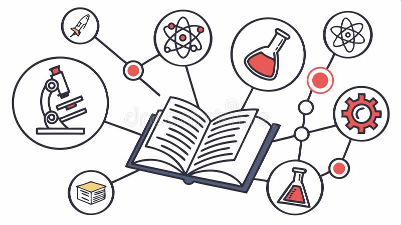 Science and Education Icons with Book and Learning Symbols, Knowledge ...