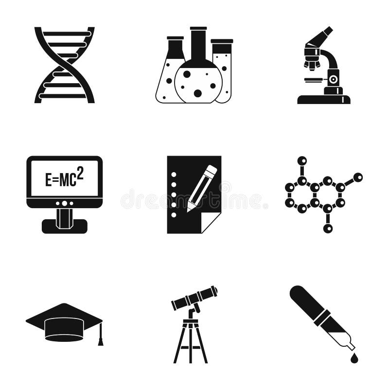 Science Education Icons Set, Simple Style Stock Vector - Illustration ...