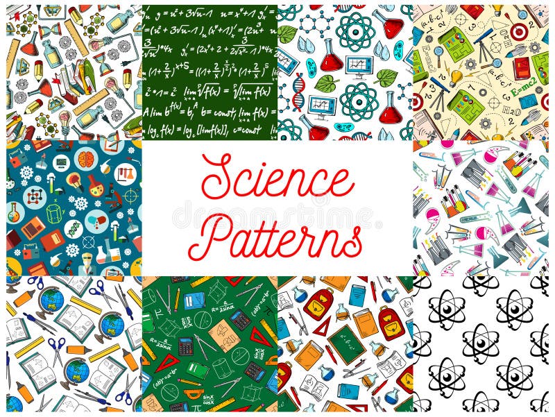 Science and Education Seamless Patterns Set Stock Vector - Illustration ...
