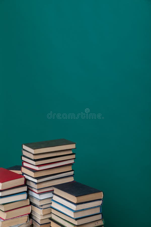 Science Education Stack of Books on a Green Background Learning ...