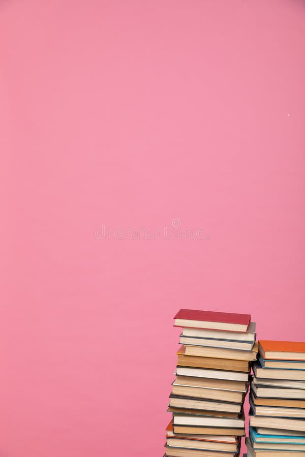 Science Education Stack of Books on Pink Background Literacy Training ...