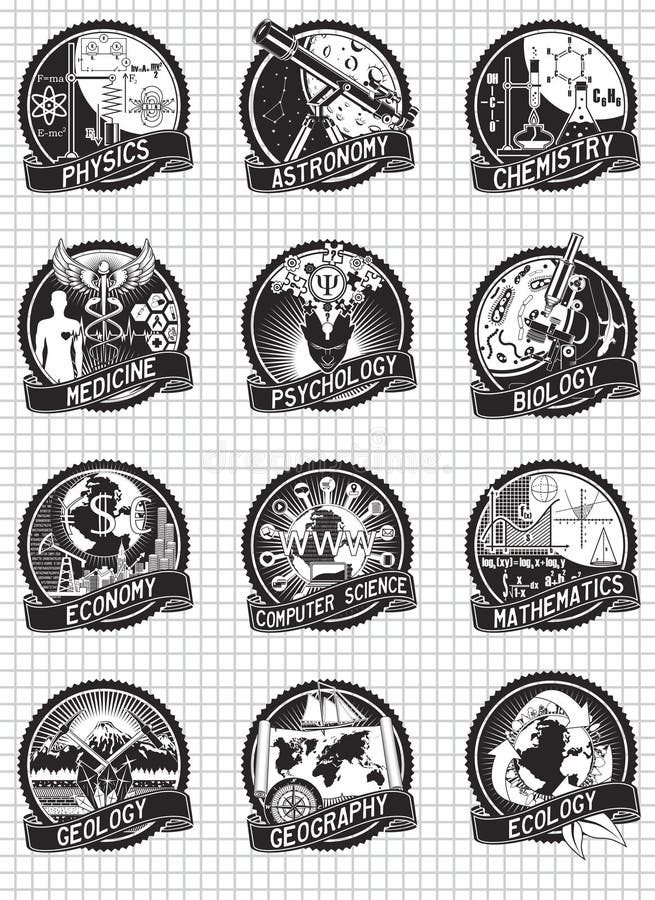 Science and Education Vector Labels Design Stock Vector - Illustration ...