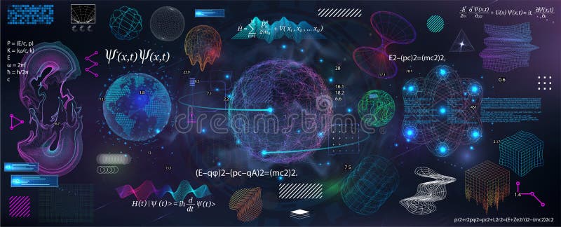Science Elements and Geometric Shapes, Spheres. Quantum Mechanics Stock ...
