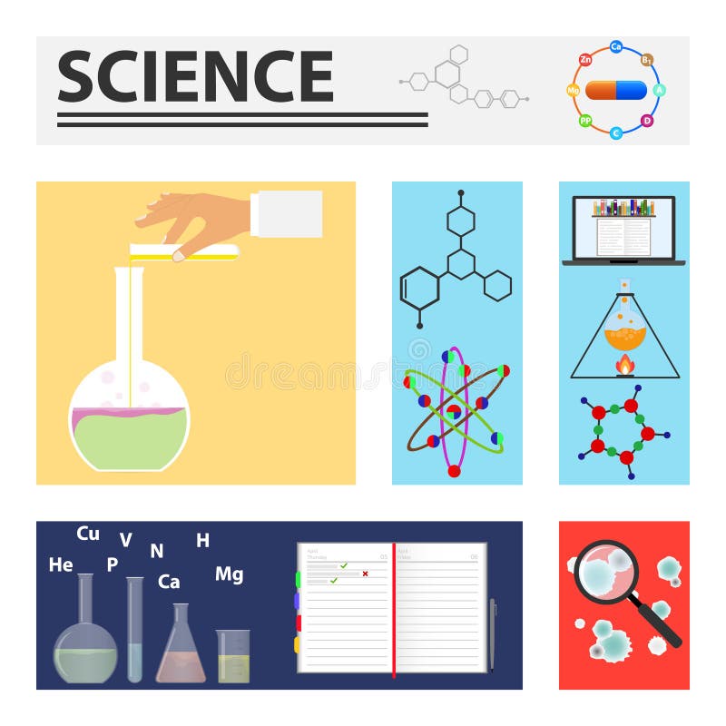 Science Elements Seamless Icons Pattern Stock Vector - Illustration of ...
