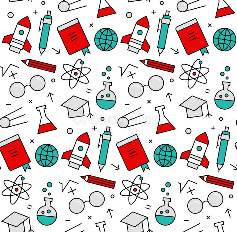 Science Elements Seamless Icons Pattern Stock Vector - Illustration of ...